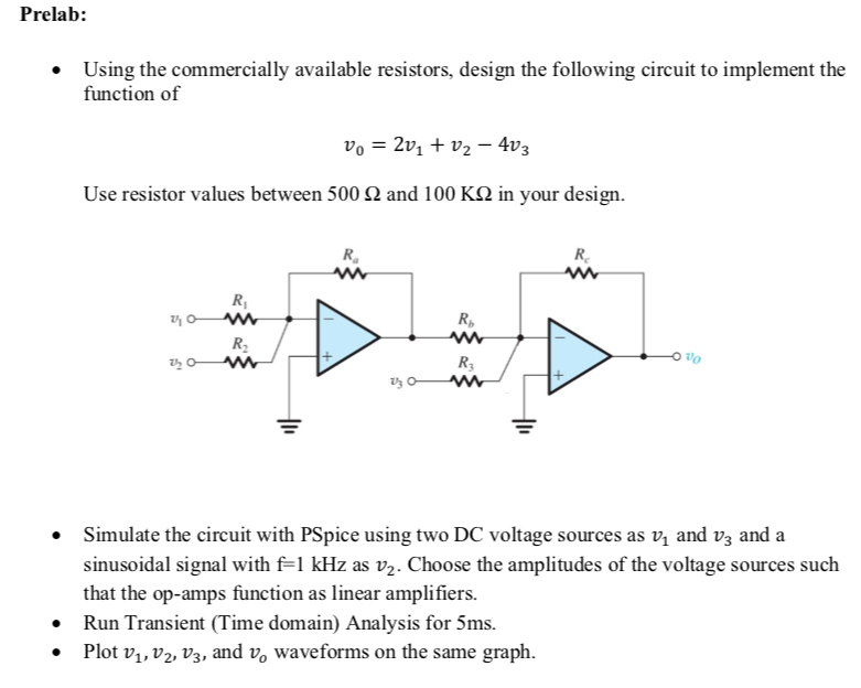 Solved Prelab: Using the commercially available resistors, | Chegg.com