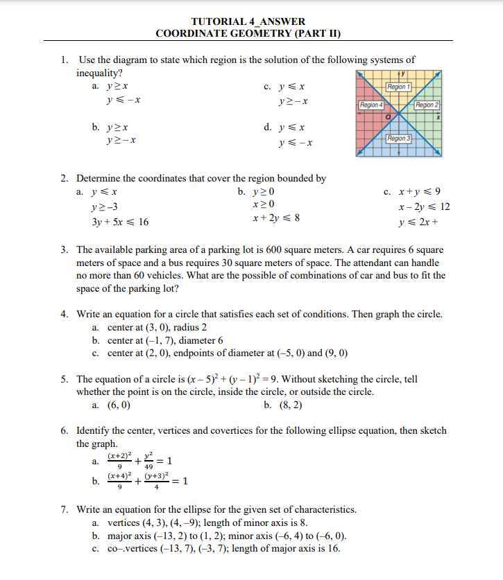 Solved 1. Use the diagram to state which region is the | Chegg.com