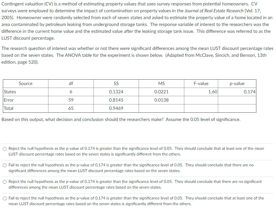Solved Contingent valuation (CV) is a method of estimating | Chegg.com