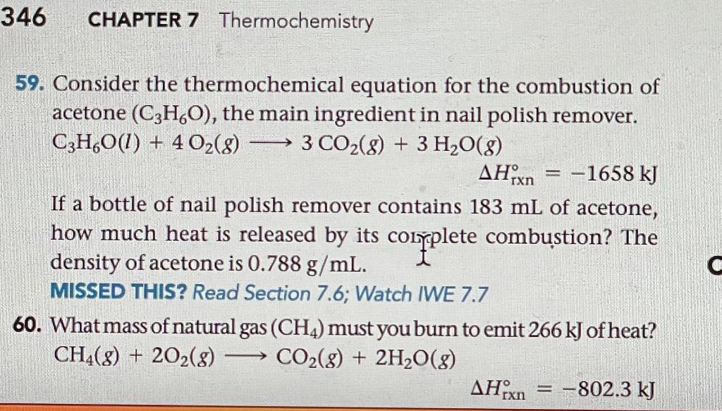 Solved 59. Consider the thermochemical equation for the | Chegg.com