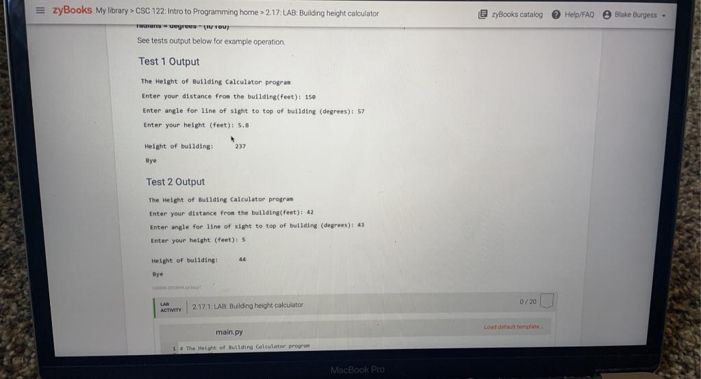 Solved e zyBooks catalog Help/FAO Blake Burgess - = zyBooks | Chegg.com