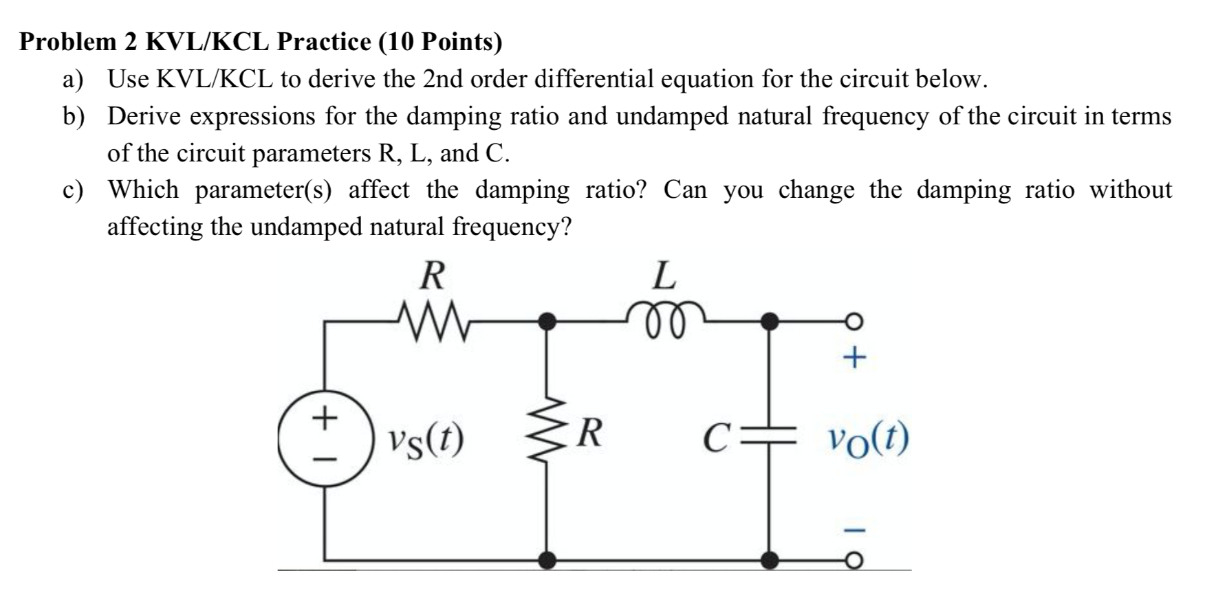 Solved Problem 2 KVL/KCL Practice (10 Points) a) Use KVL/KCL | Chegg.com