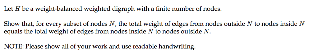 Solved Let H be a weight-balanced weighted digraph with a | Chegg.com