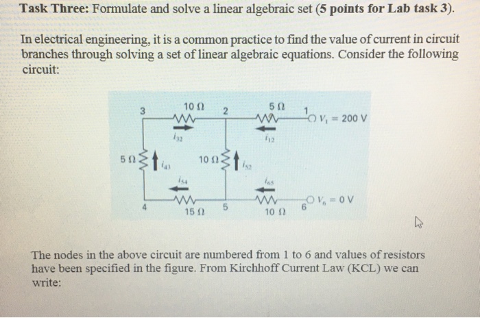 Solved Task Three: Formulate and solve a linear algebraic | Chegg.com