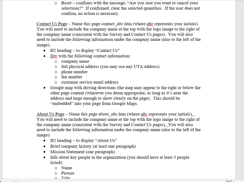 Assignment #3 Create three new web pages and two JSON | Chegg.com | Chegg.com