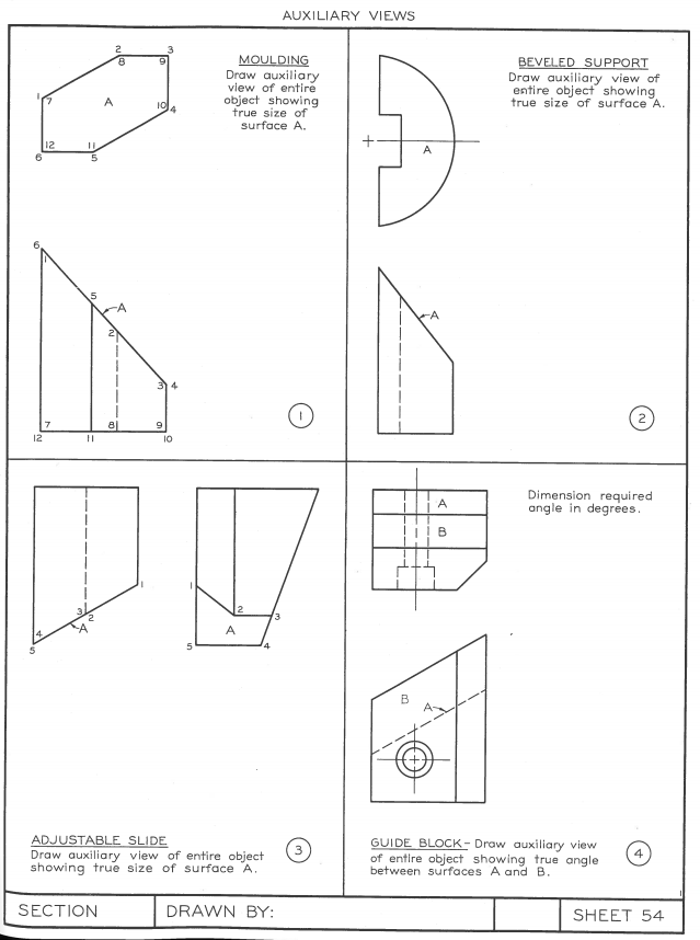 Solved AUXILIARY VIEWS w 8 MOULDING Draw auxiliary view of | Chegg.com
