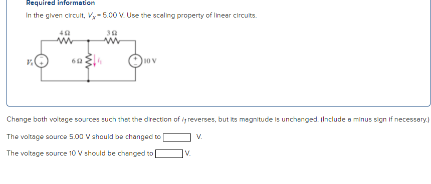 Solved In the given circuit, VX=5.00 V. Use the scaling | Chegg.com