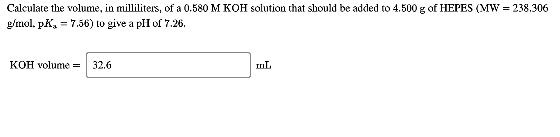 Solved Calculate the volume, in milliliters, of a 0.580 M | Chegg.com