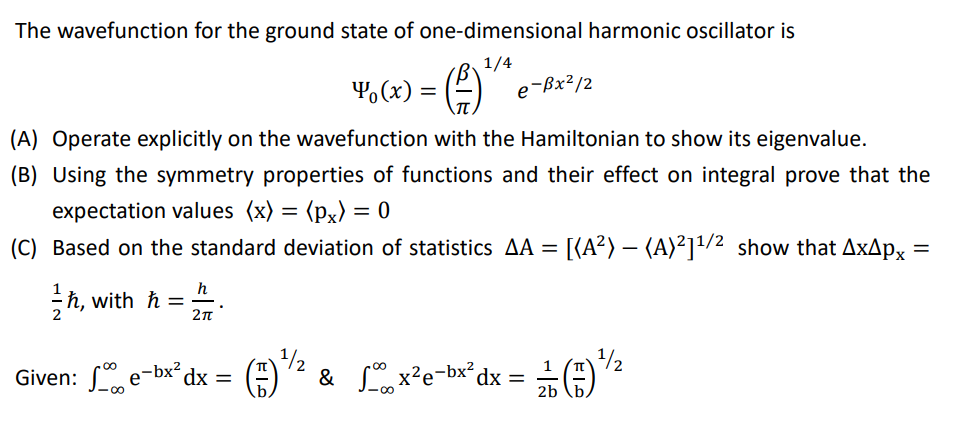 Solved The wavefunction for the ground state of | Chegg.com