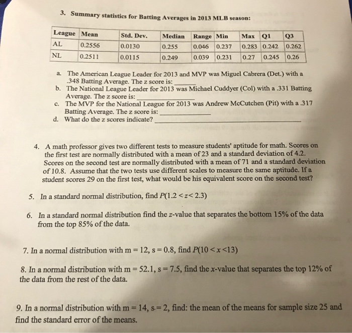 Solved Part 4: Normal Distributions and z scores 1. A normal | Chegg.com