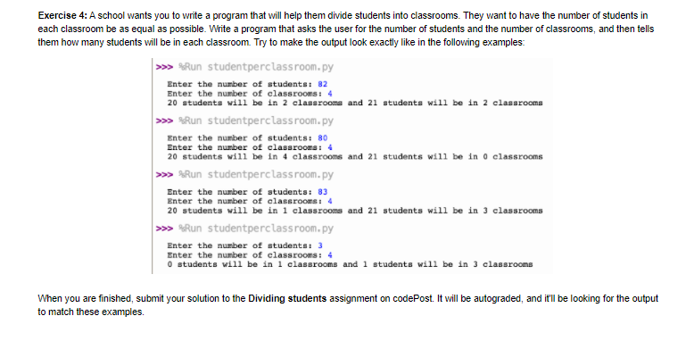 Solved Exercise 4: A school wants you to write a program | Chegg.com