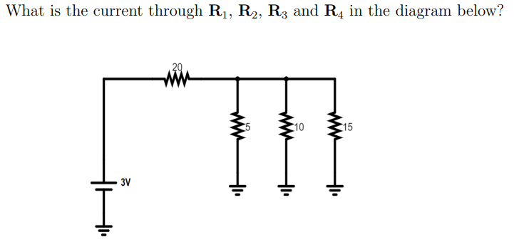 Solved What is the current through R1,R2,R3 and R4 in the | Chegg.com