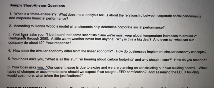 Solved Sample Short-Answer Questions 1. What is a | Chegg.com