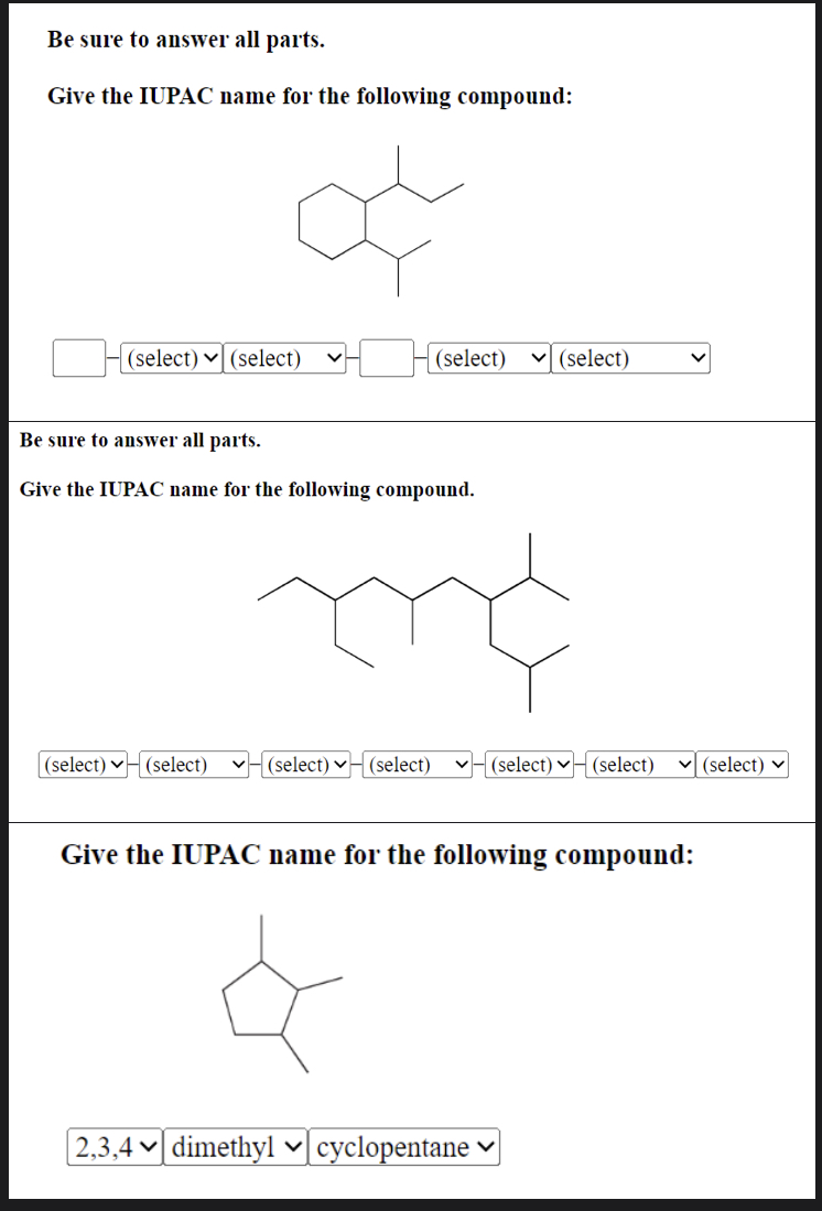Solved Be sure to answer all parts. Give the IUPAC name for | Chegg.com