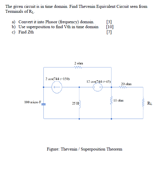 Solved The given circuit is in time domain. Find Thevenin | Chegg.com