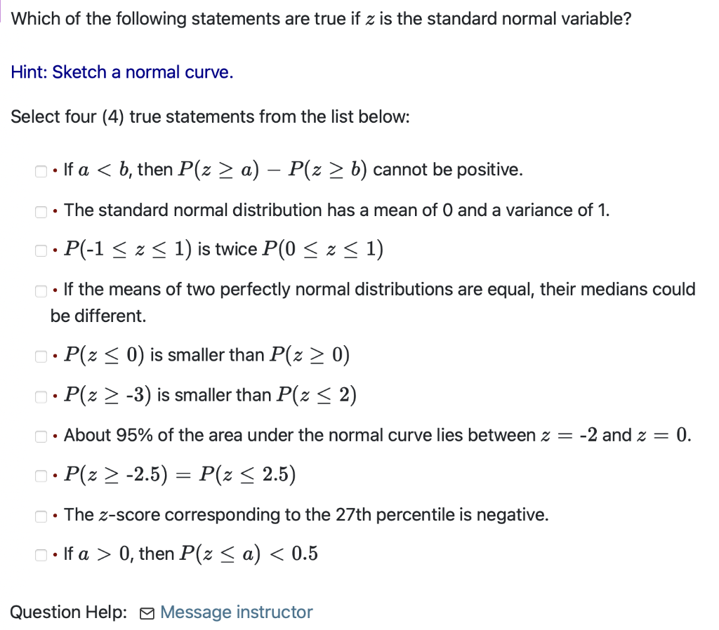 Solved Select four (4) true statements from the list below: | Chegg.com