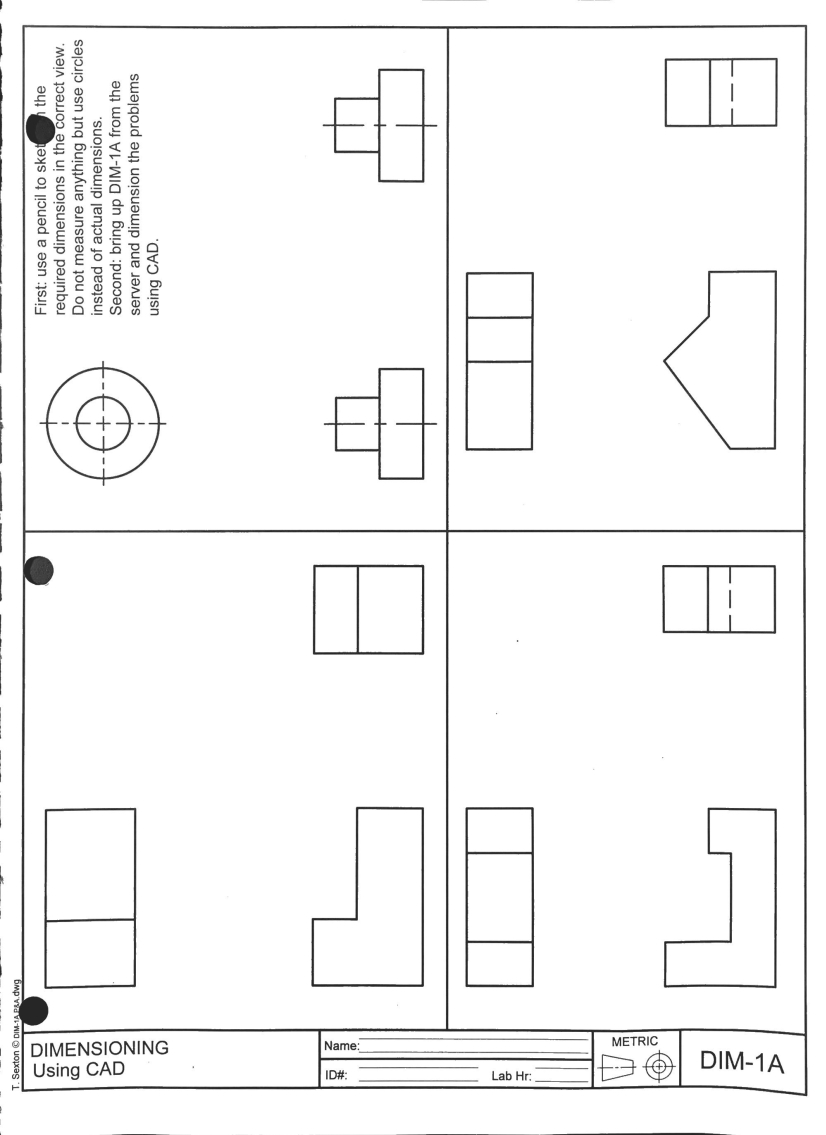Solved T. Sexton DIM-1A BLA.dwg Using CAD DIMENSIONING | Chegg.com