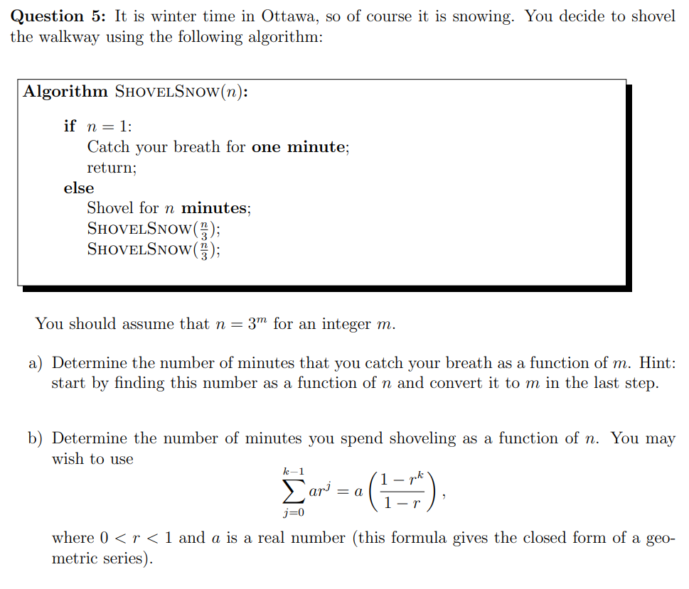 Solved discrete math: Question 5: It is winter time in | Chegg.com