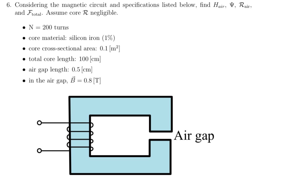 Solved 6. Considering the magnetic circuit and | Chegg.com