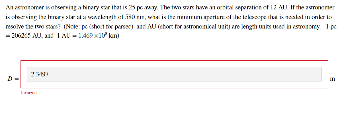 Solved An astronomer is observing a binary star that is 25 | Chegg.com