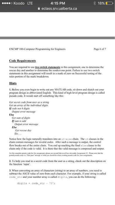 Solved ENCMP 100 Computer Programming for Engineers | Chegg.com