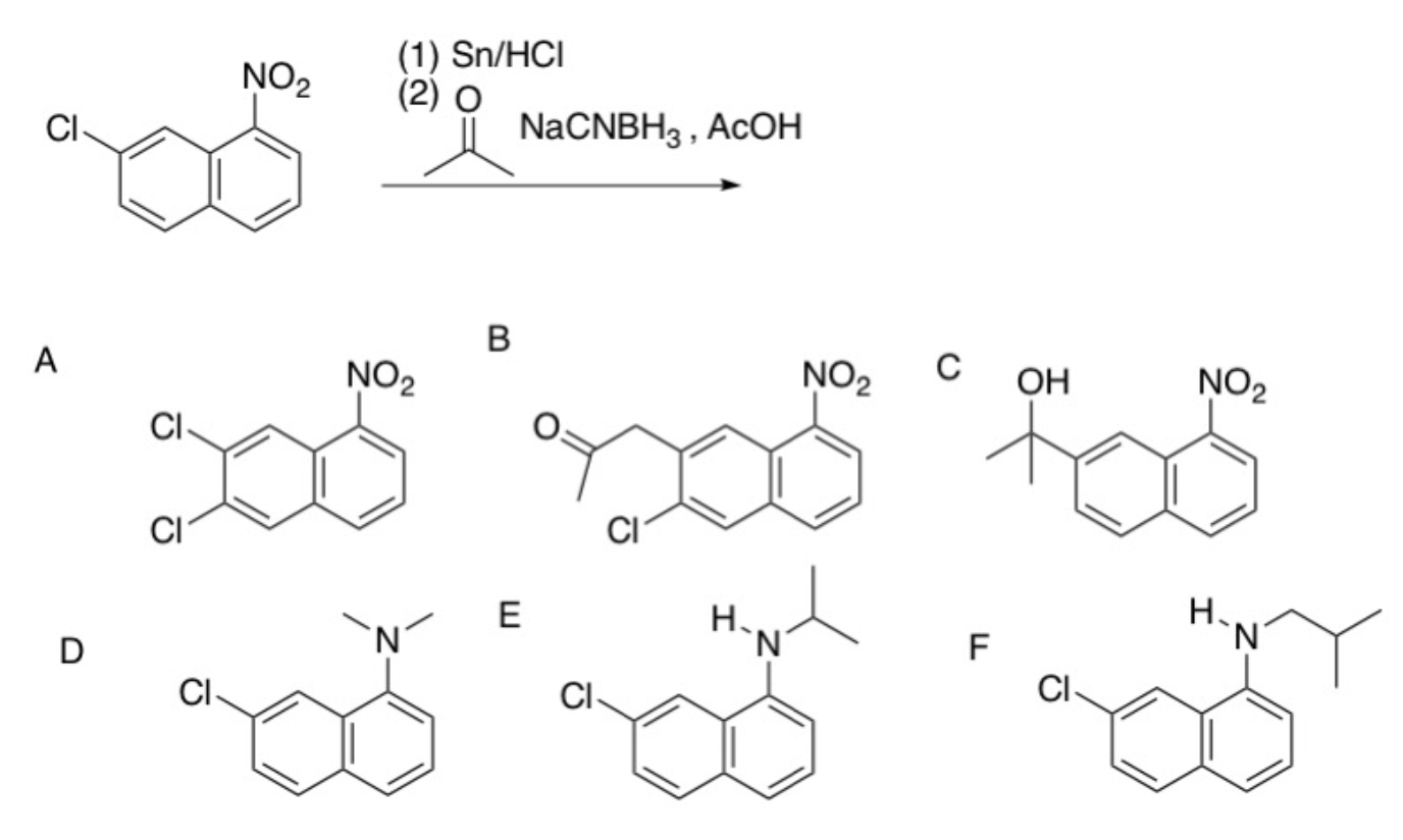 Solved (1) Sn/HCI NO2 (2) O CI NaCNBH3 , ACOH B A NO2 NO2 OH | Chegg.com
