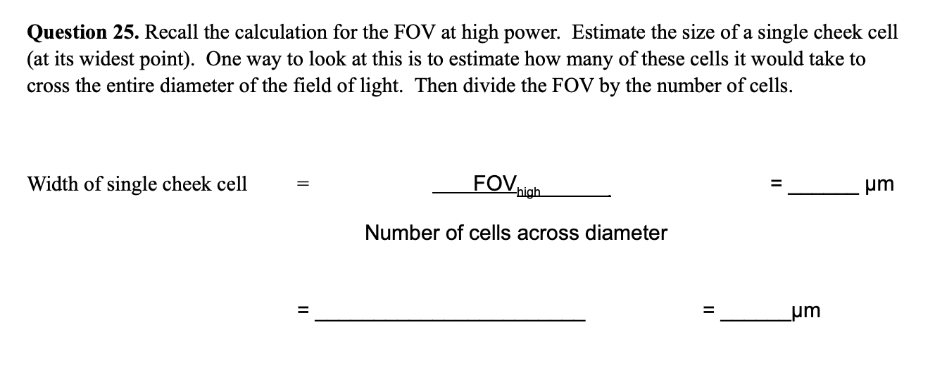Solved Recall the calculation for the FOV at high | Chegg.com