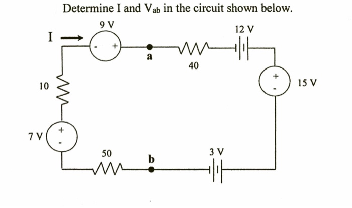 Solved Determine I and Vab in the circuit shown below. 9 V | Chegg.com