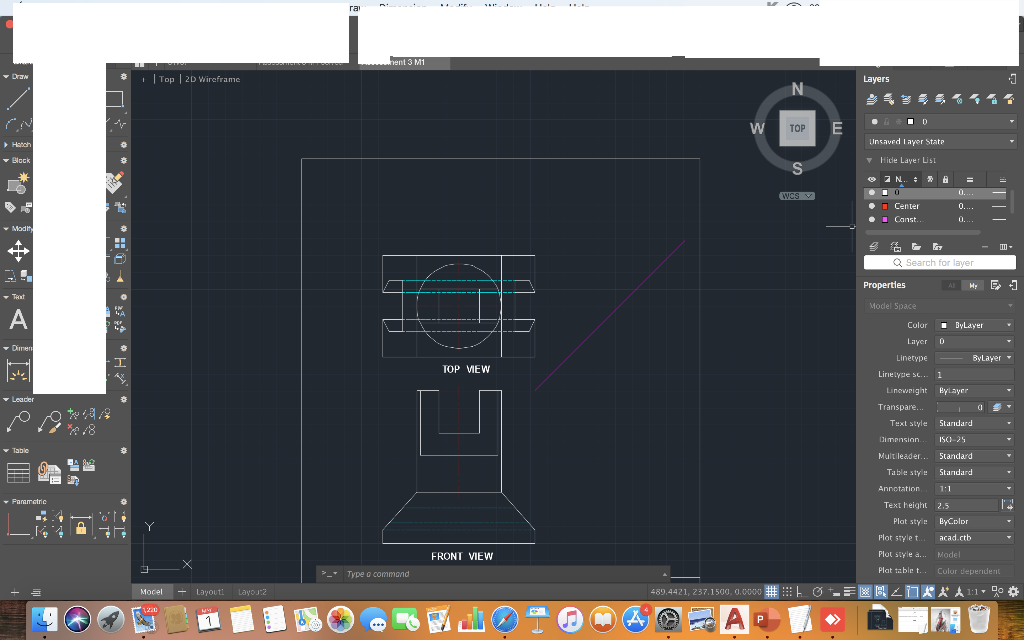 hent 3 M1 Draw i Top 2D Wireframe Layers TOP Unsaved | Chegg.com