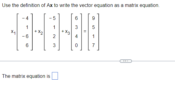 Solved Use the definition of Ax to write the vector equation | Chegg.com