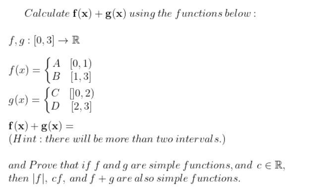 Solved Calculate f(x) + g(x) using the functions below: f, | Chegg.com