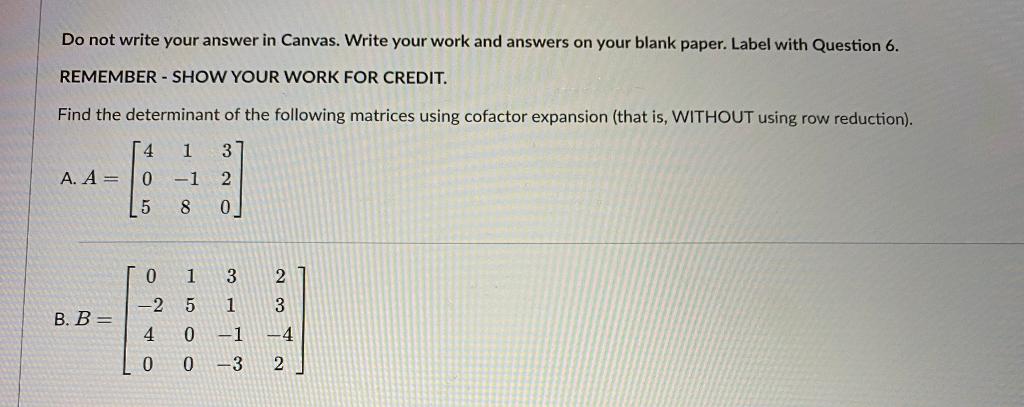 Solved Do not write your answer in Canvas. Write your work | Chegg.com