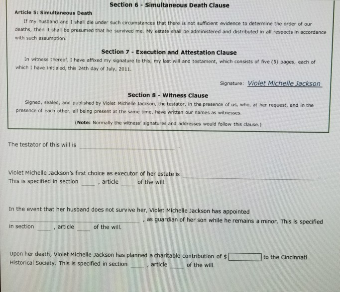 Solved 3. Preparing a will Common features of a will Aa Aa A | Chegg.com