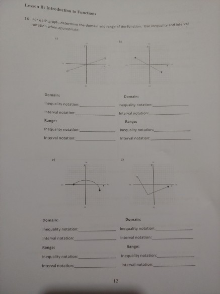 Solved Lesson B: Introduction to Funetions 16. For each | Chegg.com