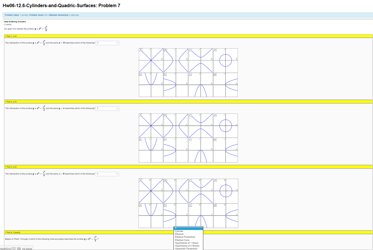 Solved Hw06-12.6-Cylinders-and-Quadric-Surfaces: Problem 7 | Chegg.com