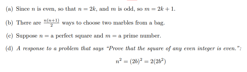 Solved Below are snippets of mathematical writing that | Chegg.com
