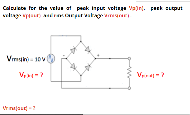 Solved Calculate for the value of peak input voltage Vp(in), | Chegg.com