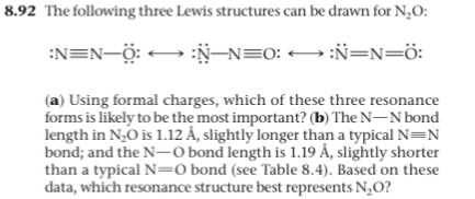 Solved 8.92 The following three Lewis structures can be | Chegg.com
