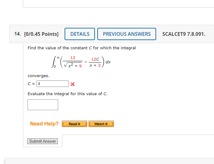 Solved Find the value of the constant C for which the | Chegg.com