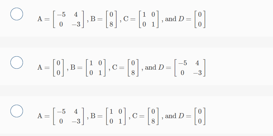 Solved From the following state-variable models, choose the | Chegg.com