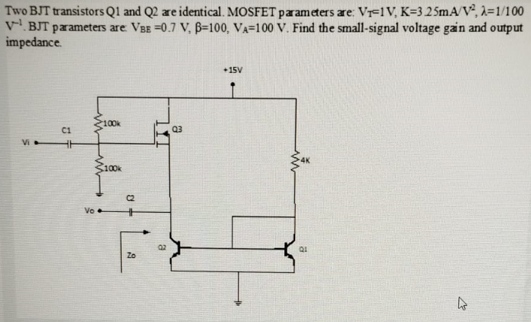 Solved Two BJT transistors Q1 and Q2 are identical. MOSFET | Chegg.com