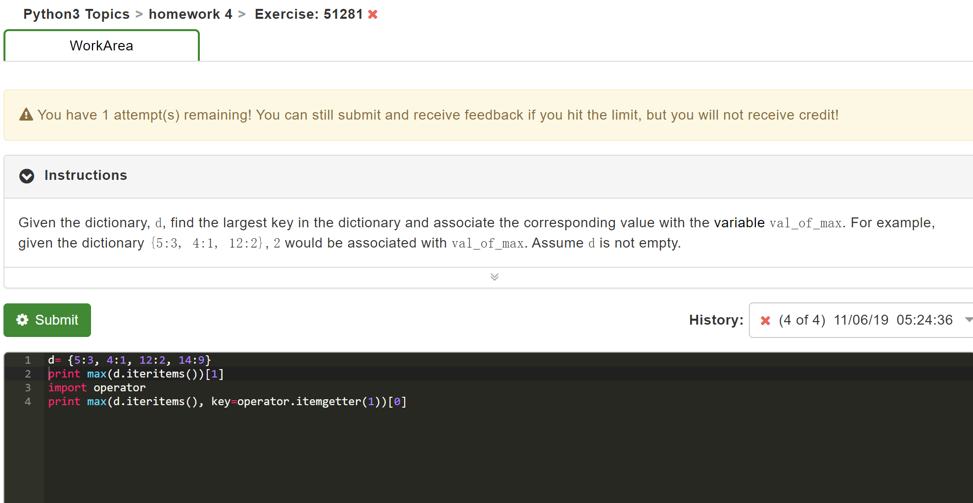 Solved Python3 Topics > homework 4 > Exercise: 51281 x | Chegg.com