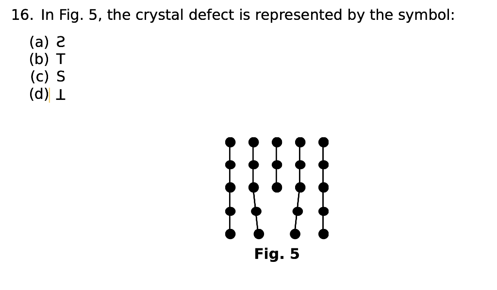 Solved 16. In Fig. 5, the crystal defect is represented by | Chegg.com