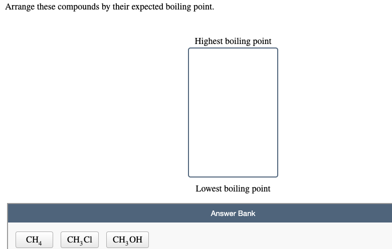 Solved Arrange these compounds by their expected boiling | Chegg.com