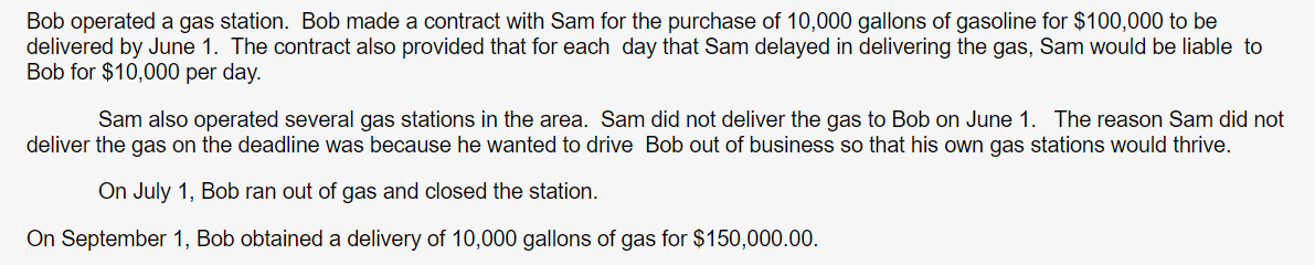 Solved Bob operated a gas station. Bob made a contract with | Chegg.com
