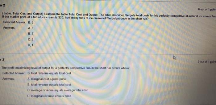 Solved n 2 0 out of 1 point (Table: Total Cost and Output) | Chegg.com