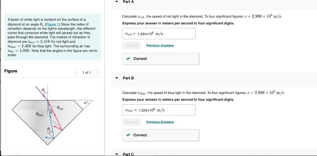 Solved Calculate vrod , the speed of red light in the | Chegg.com