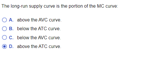 Solved The long-run supply curve is the portion of the MC | Chegg.com