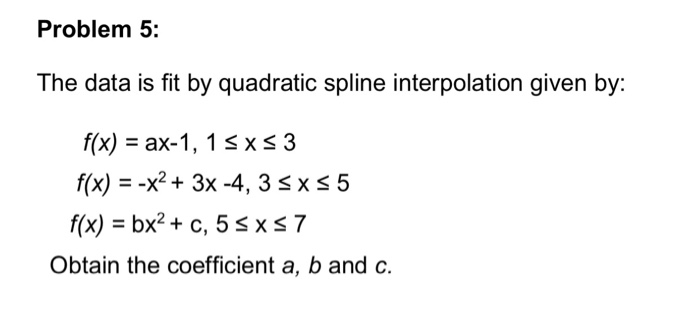 Solved Problem 5: The data is fit by quadratic spline | Chegg.com