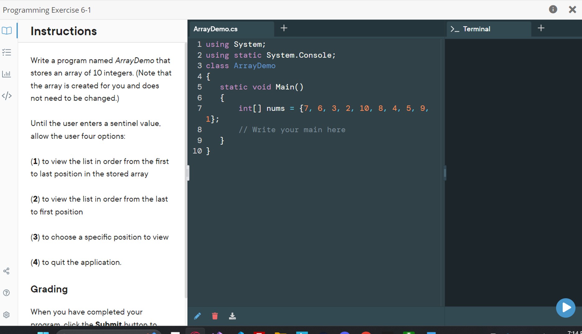 Solved InstructionsWrite a program named ArrayDemo | Chegg.com